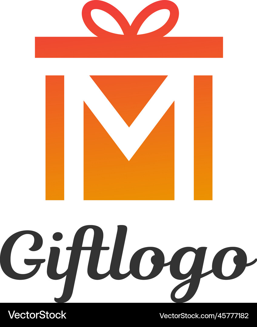 Gift box letter m logo template this graphic Vector Image