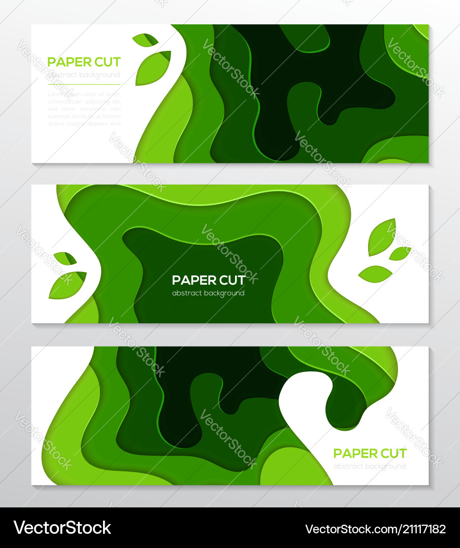 Grass green abstract layout - set of modern Vector Image