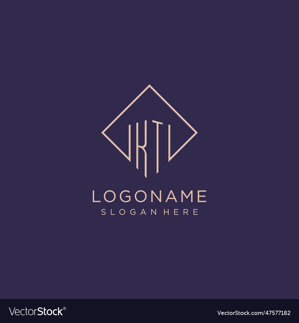 Initials kt logo monogram with rectangle style Vector Image