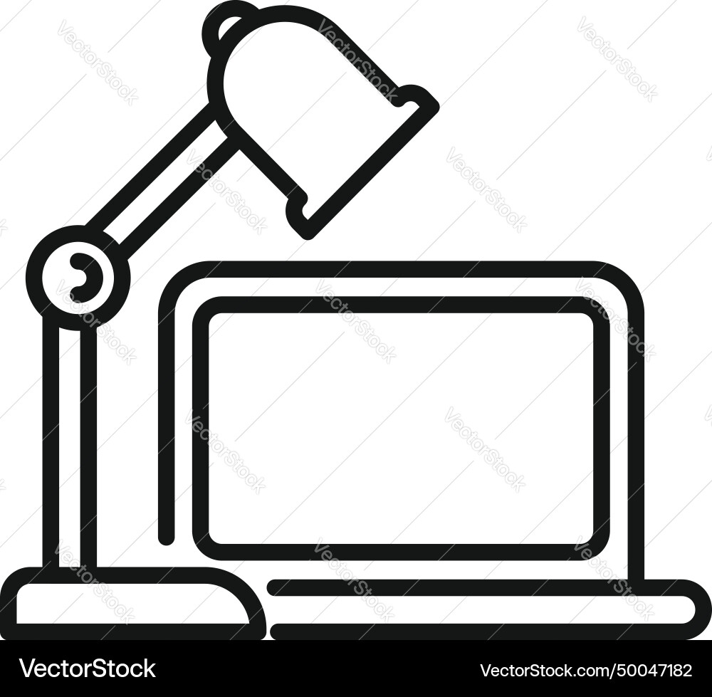 Late laptop work icon outline hour daily Vector Image