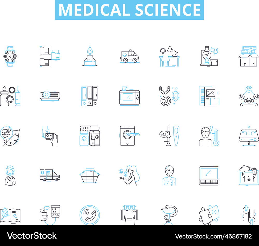 Medical science linear icons set diagnosis Vector Image
