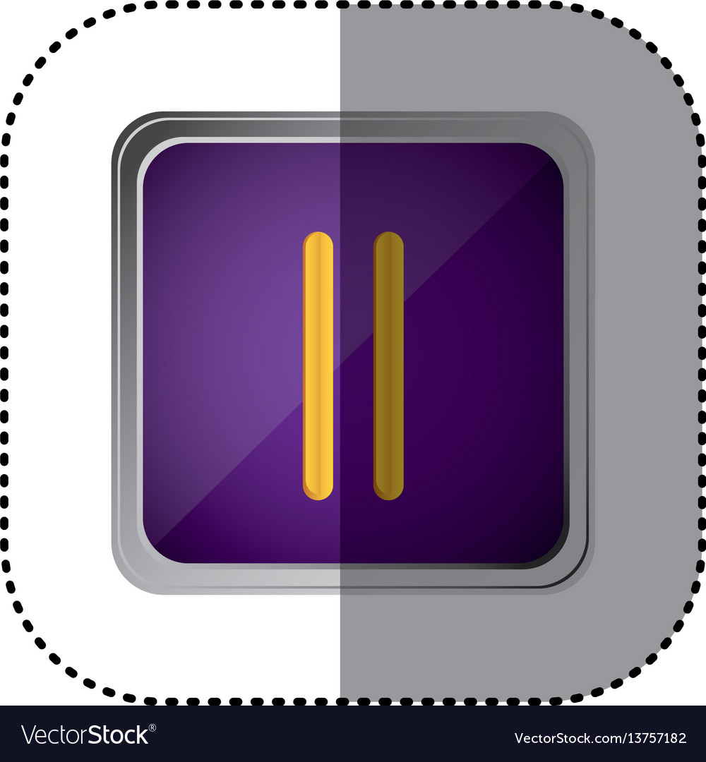Purple emblem pause button Royalty Free Vector Image