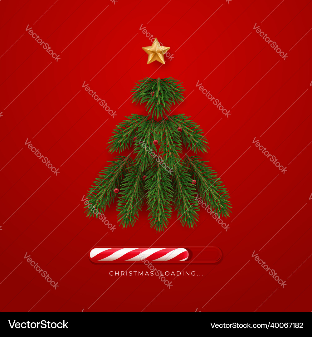 Realistic fir tree made of branches decorated Vector Image