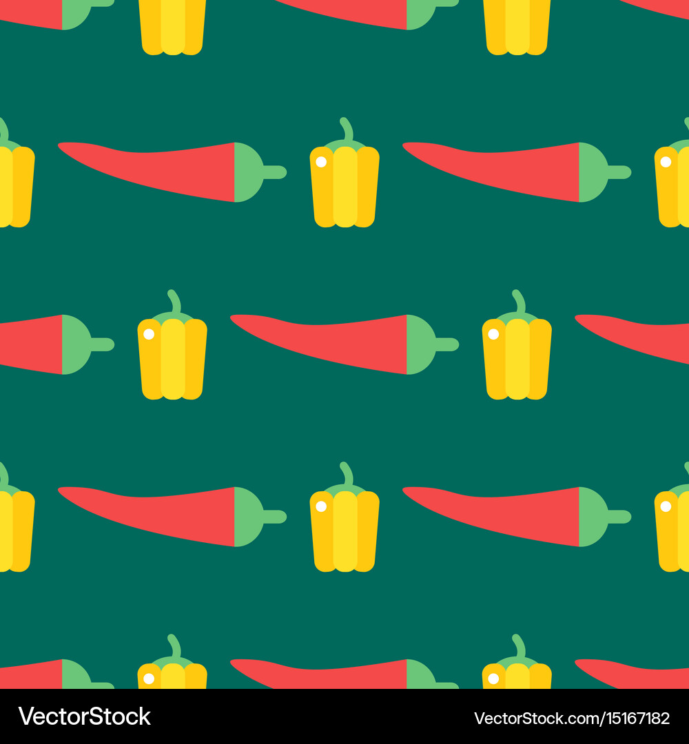 Red chili pepper healthy plant seamless pattern Vector Image