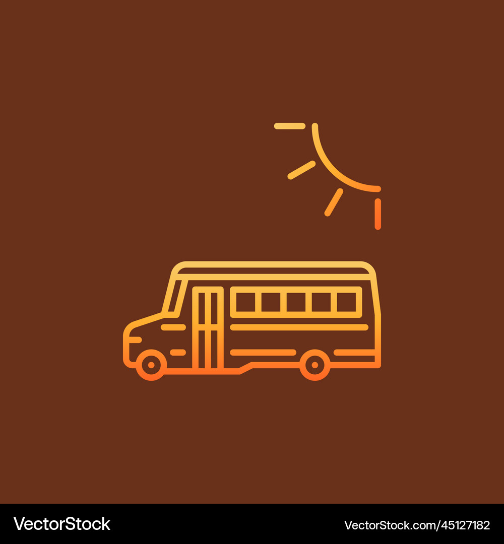School bus and sun concept yellow outline icon Vector Image