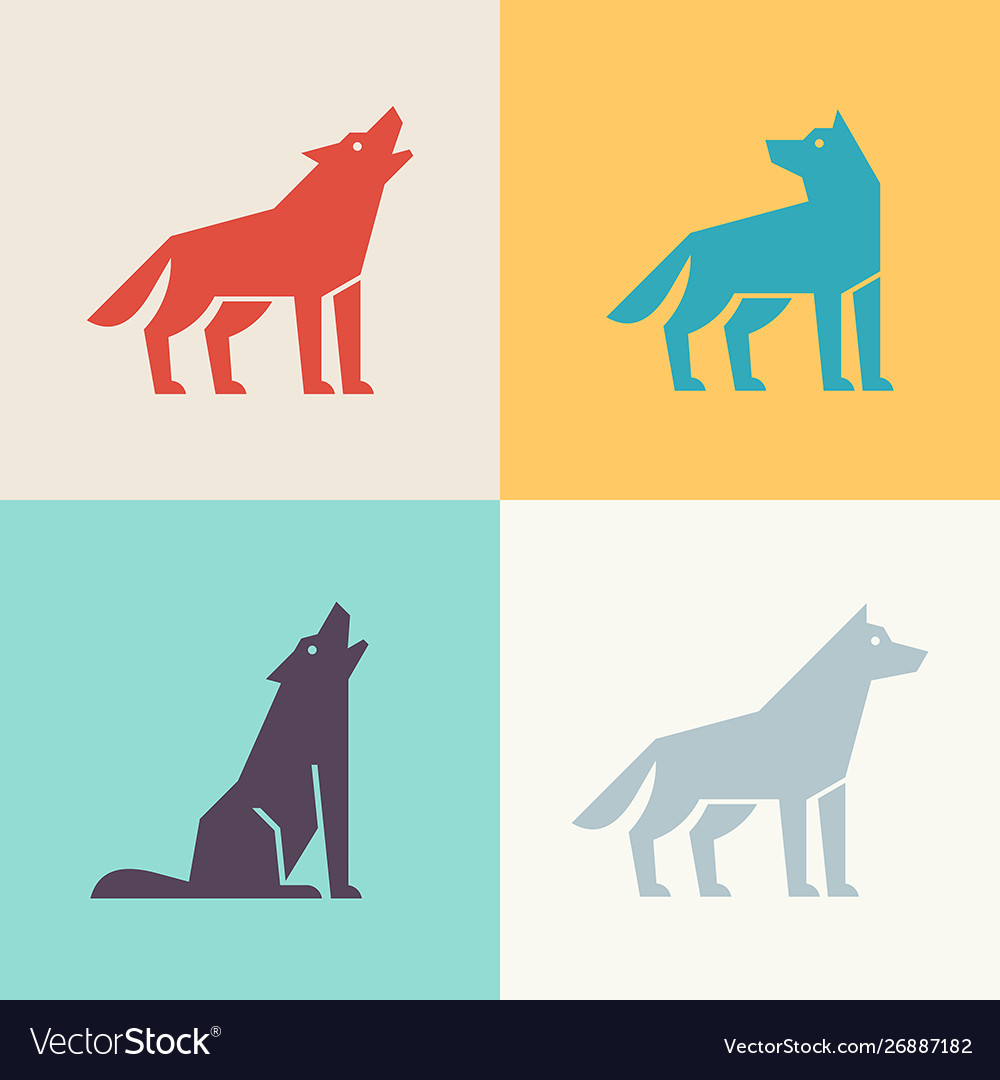 Set wolf logo Royalty Free Vector Image - VectorStock