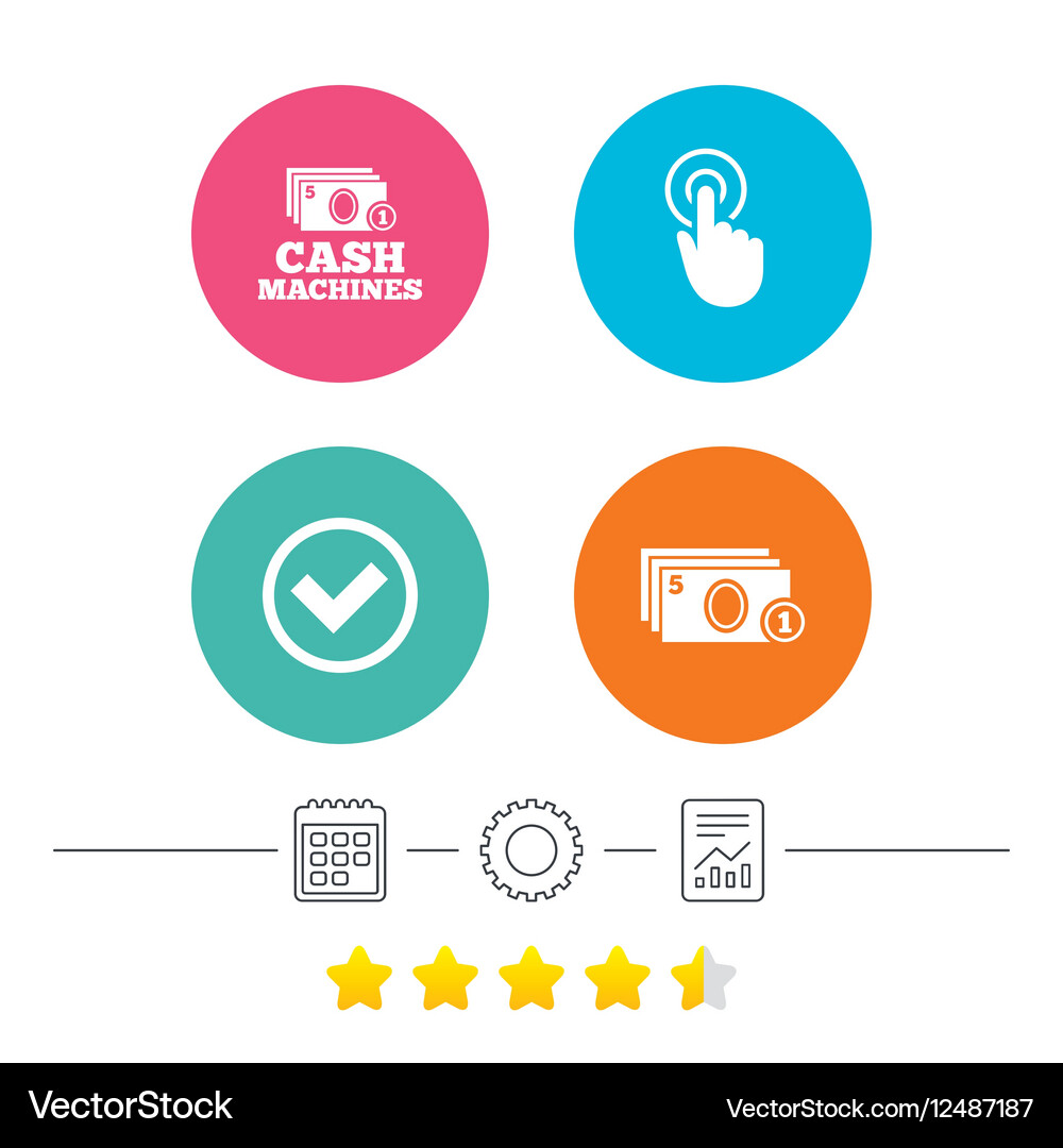 Atm cash machine withdrawal icons Royalty Free Vector Image