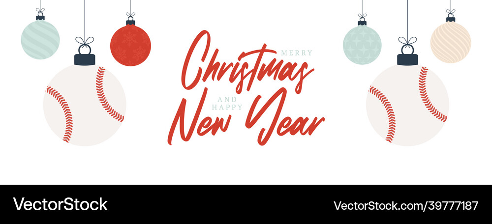 Baseball christmas greeting card merry Royalty Free Vector