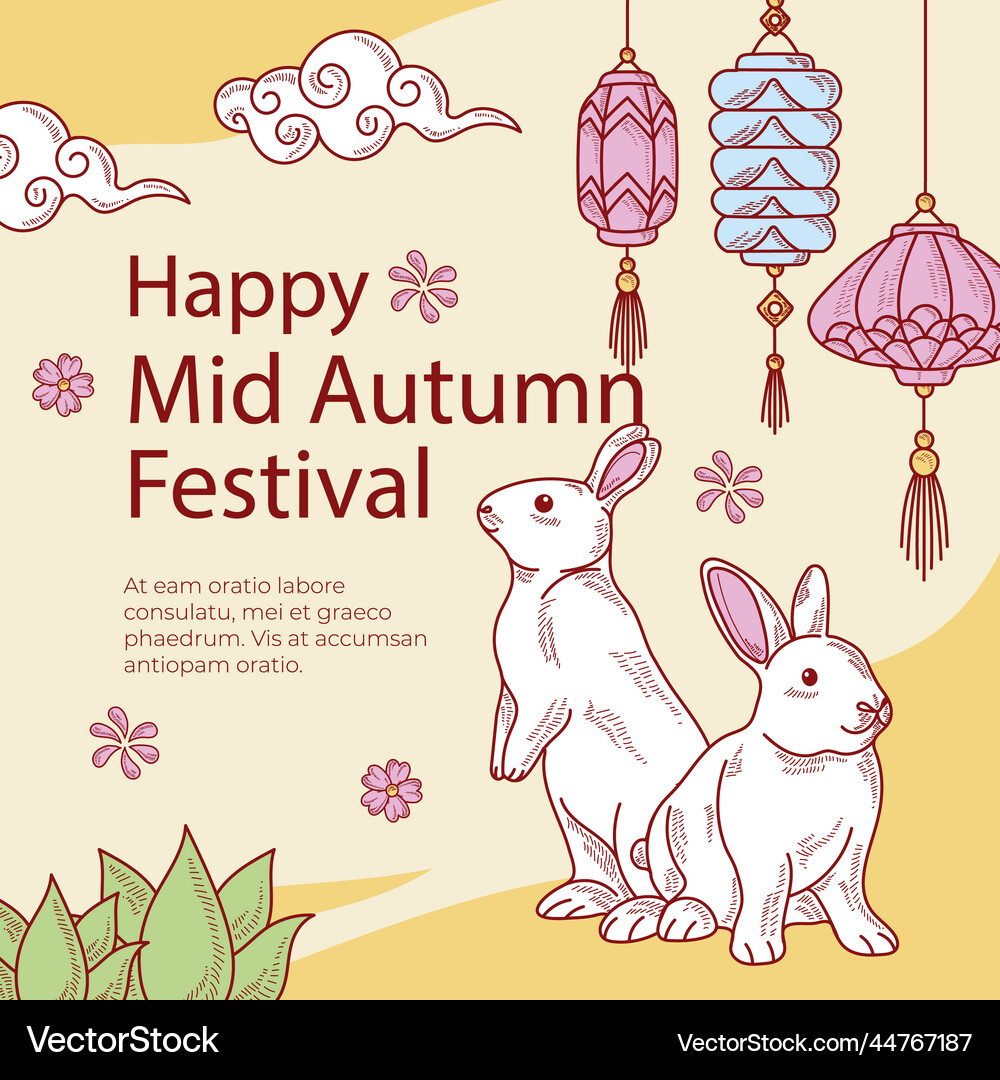 Hand drawn posts set for mid autumn festival Vector Image