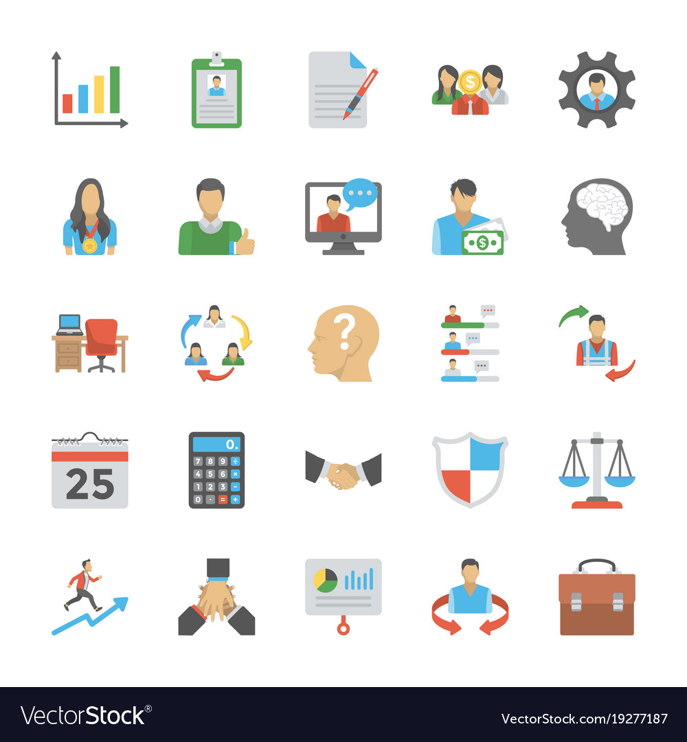 Human resource flat icon pack Royalty Free Vector Image