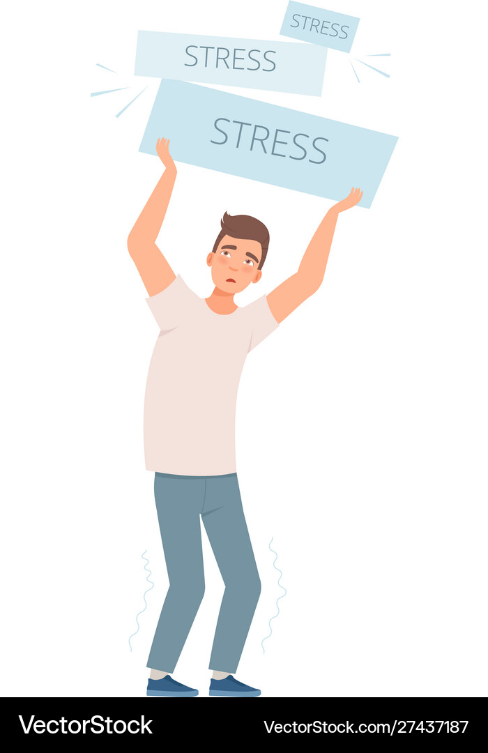 Man who holds stress sign character Royalty Free Vector