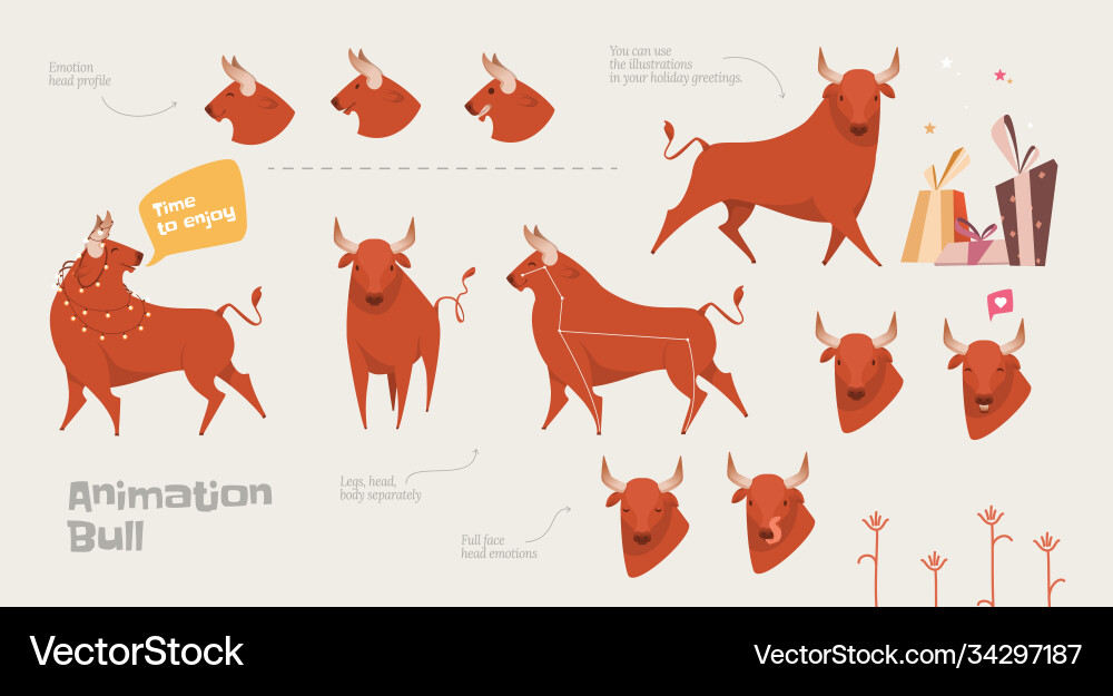 Reindeer cartoon locomotion Royalty Free Vector Image
