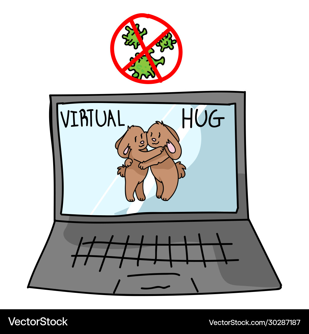 Sending virtual hug corona virus crisis cute bunny