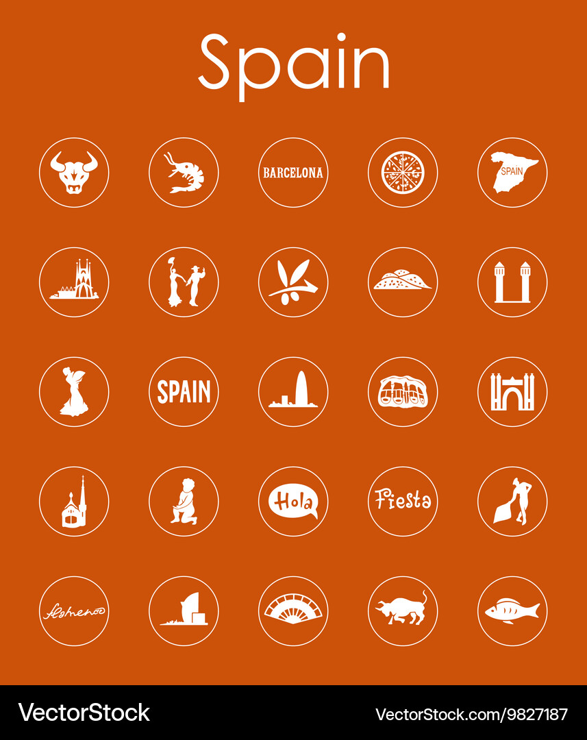 Set of spain simple icons Royalty Free Vector Image