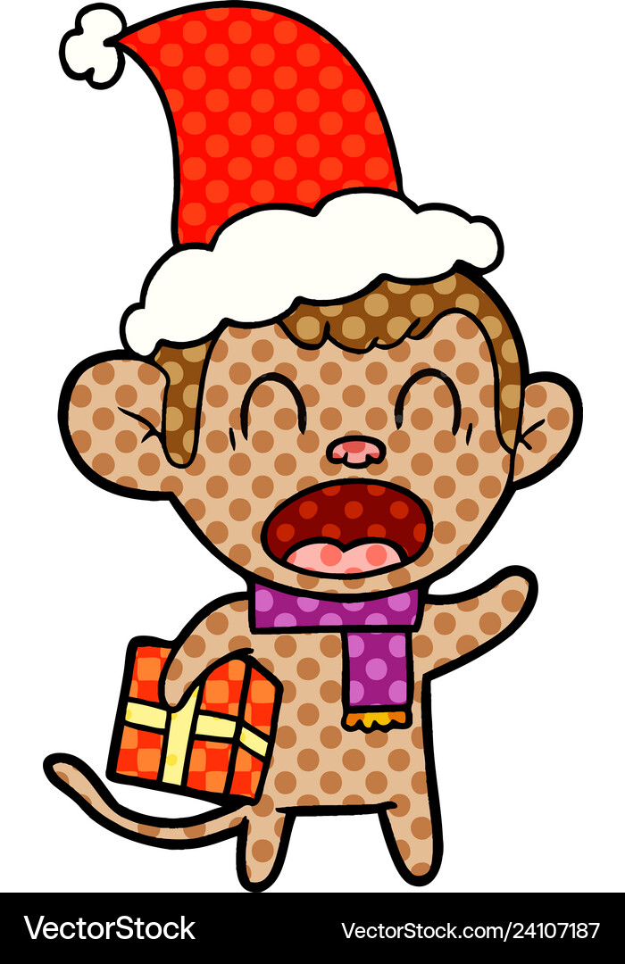Shouting comic book style of a monkey carrying Vector Image