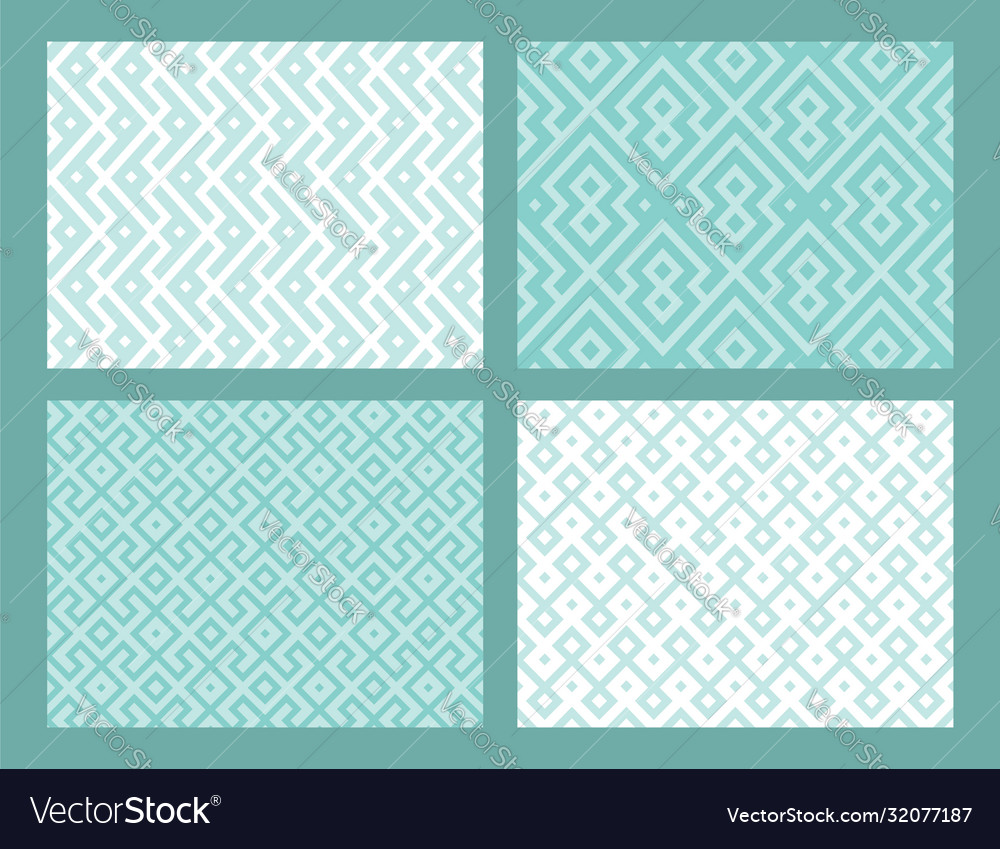 Turquoise geometric seamless patterns Royalty Free Vector