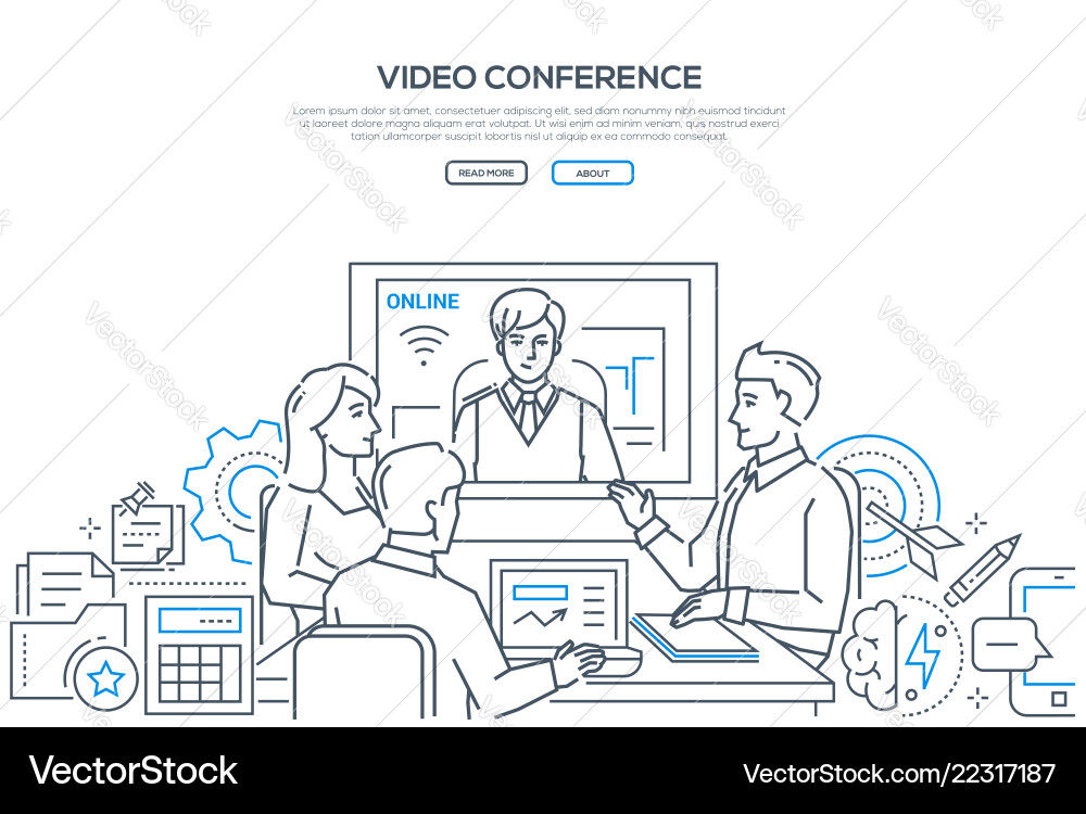 Video conference - modern line design style banner