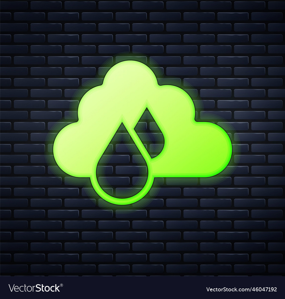 Glowing neon cloud with rain icon isolated Vector Image