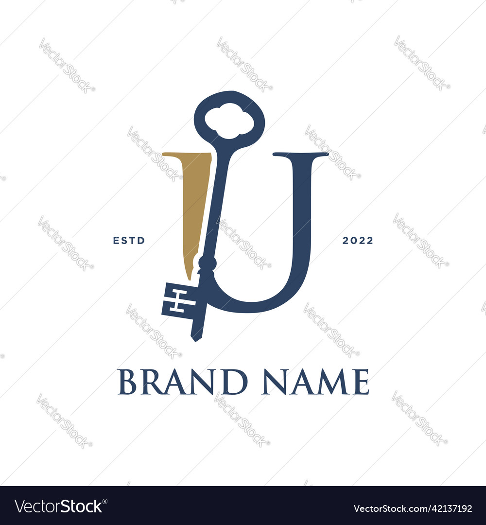 Initial u elegant key Royalty Free Vector Image