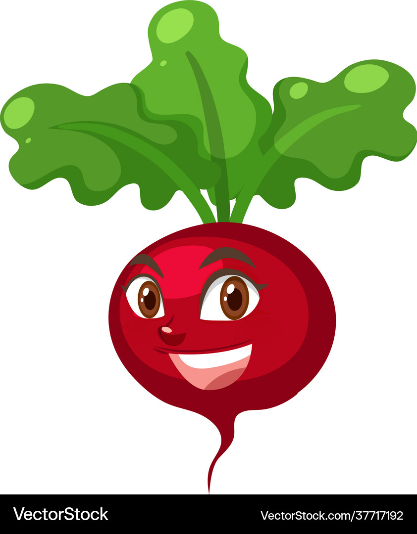 Radish cartoon character with happy face Vector Image