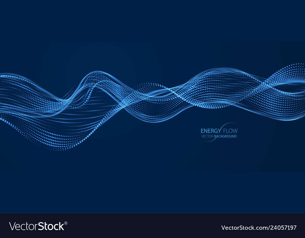 3d particles mesh array sound wave flowing over Vector Image