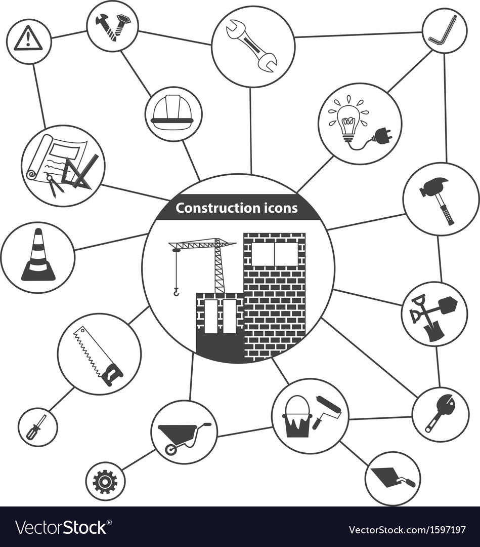 Basic Construction Icons Royalty Free Vector Image