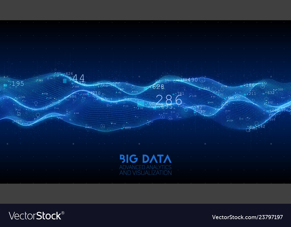 Big data blue wave visualization futuristic Vector Image
