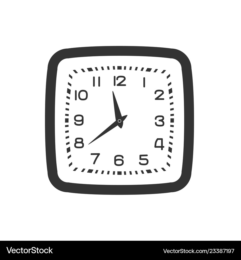 Black and white wall clock isolated on white Vector Image