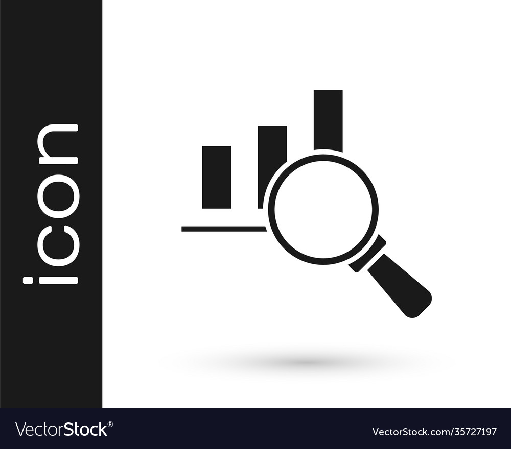 Black magnifying glass and data analysis icon Vector Image