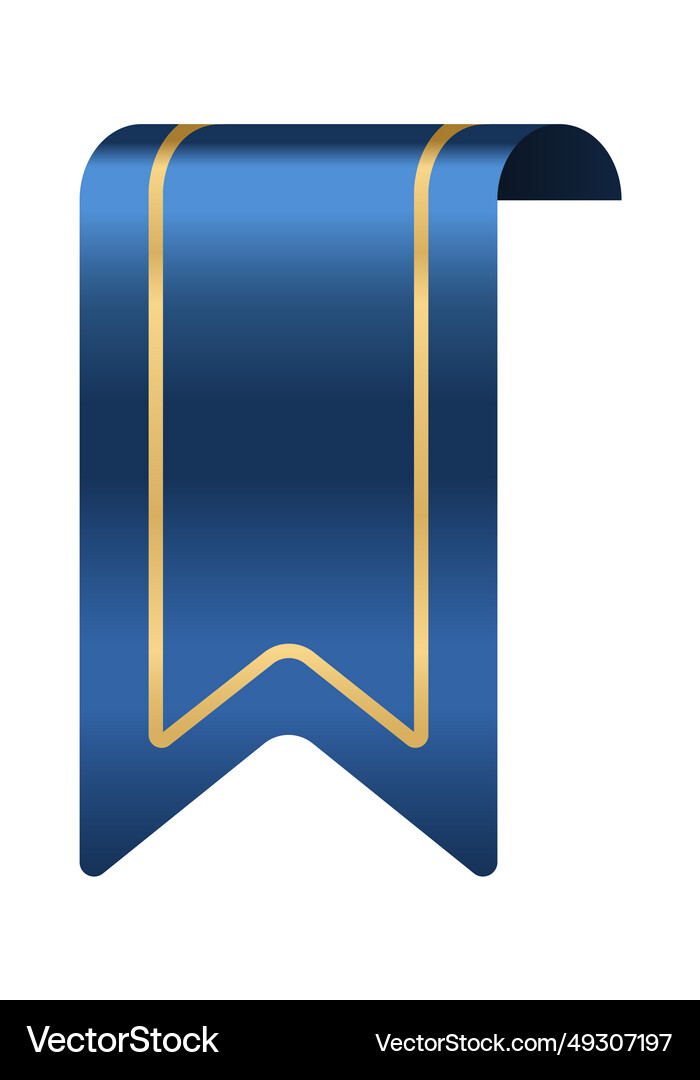 Blue ribbon bookmark tag realistic silk Royalty Free Vector