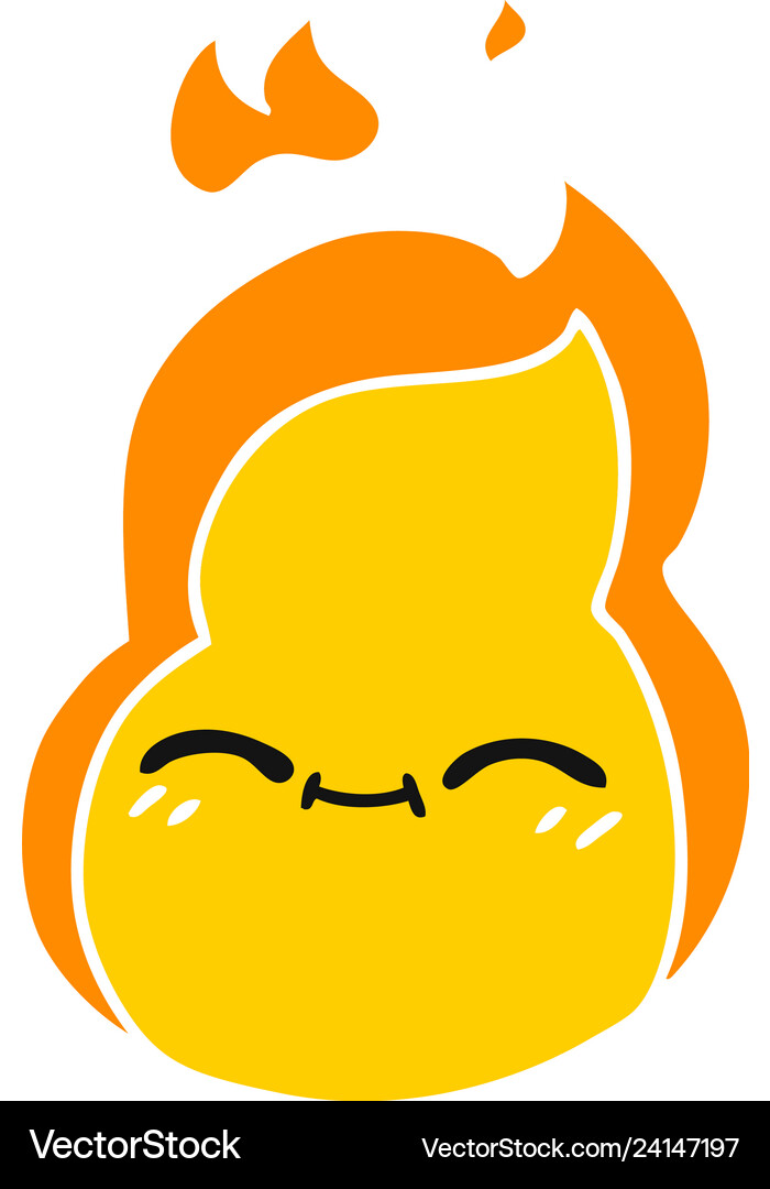 Cartoon cute kawaii fire flame Royalty Free Vector Image
