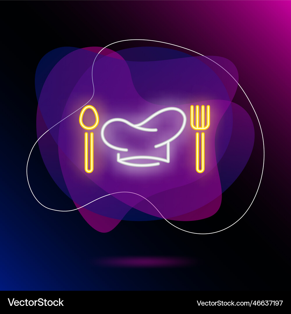Chief cook hat fork and spoon neon sign Royalty Free Vector