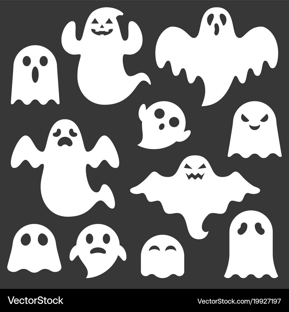 Cute Ghost Halloween Kit Royalty Free Vector Image