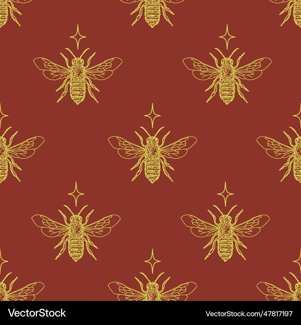 Decorative gold red pattern with monochrome honey Vector Image