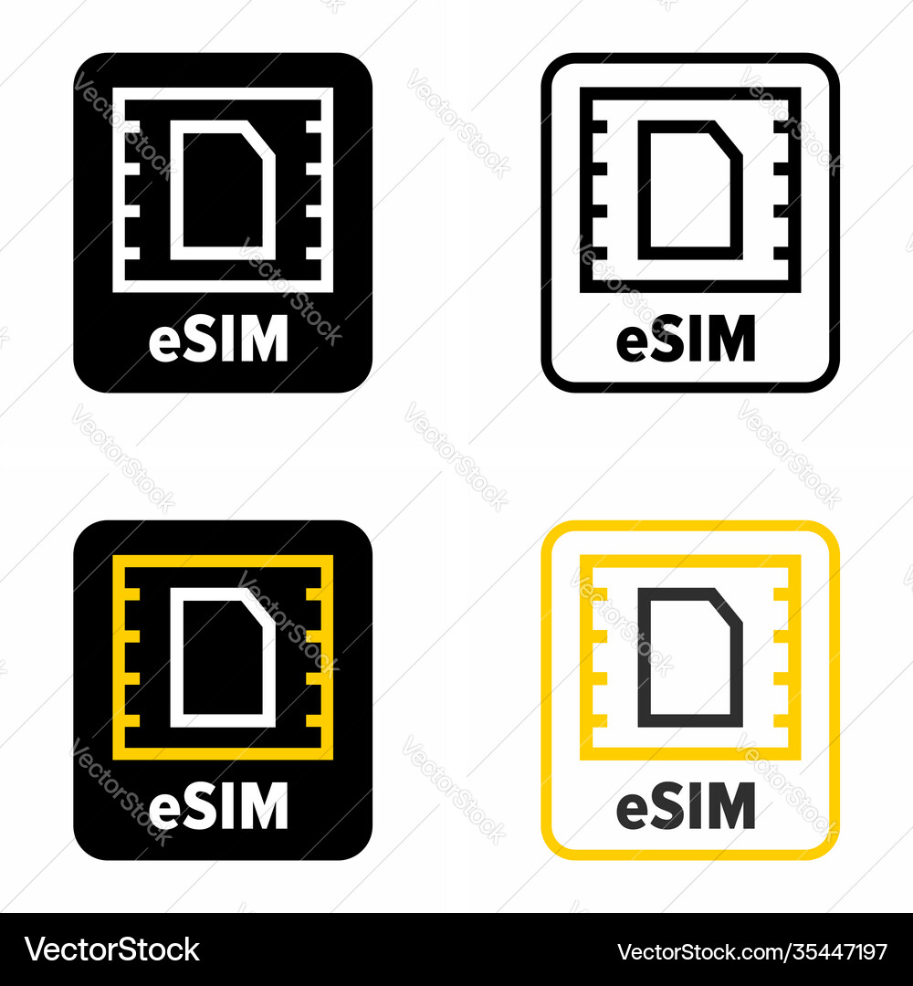 Esim card chip mobile technology information sign Vector Image