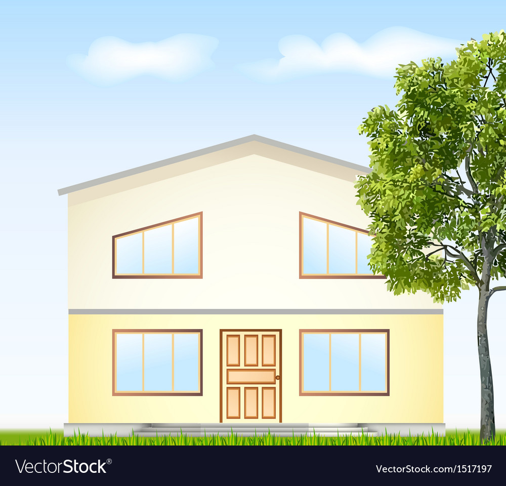 Facade with tree Royalty Free Vector Image - VectorStock