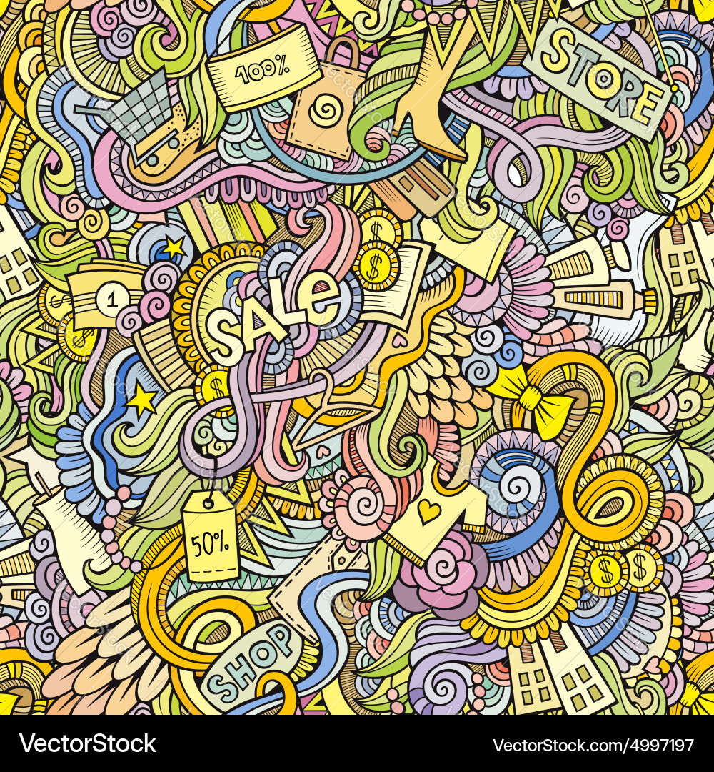 Hand drawn sale shopping seamless pattern Vector Image