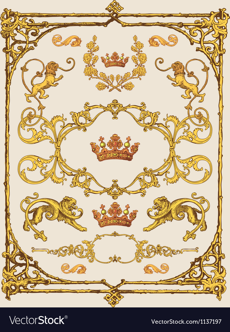 Heraldic design elements Royalty Free Vector Image