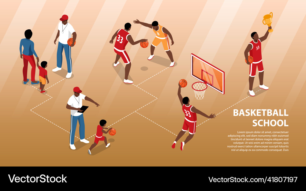 Isometric basketball infographics Royalty Free Vector Image