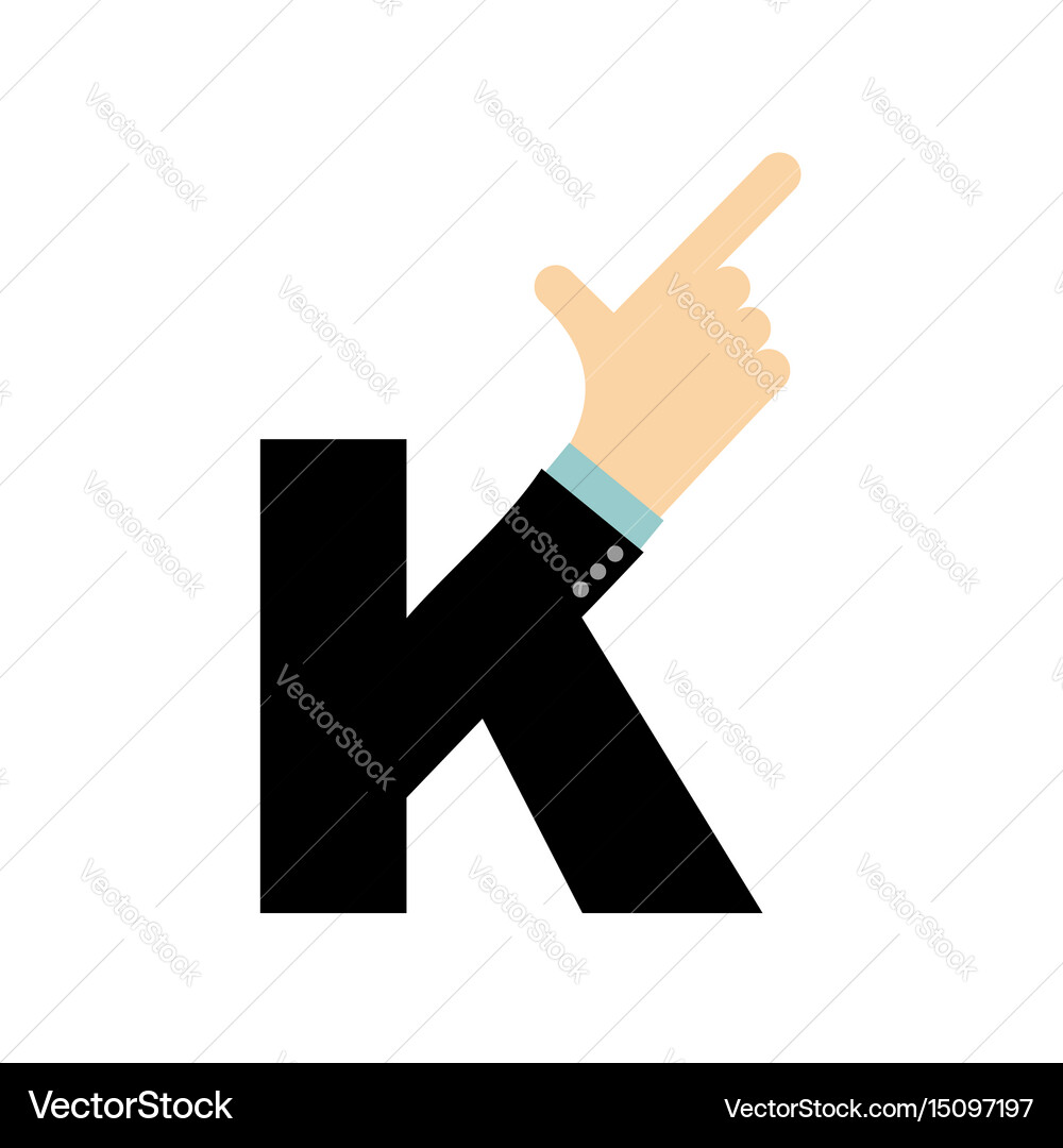 K letter hand forefinger lettering hand Royalty Free Vector