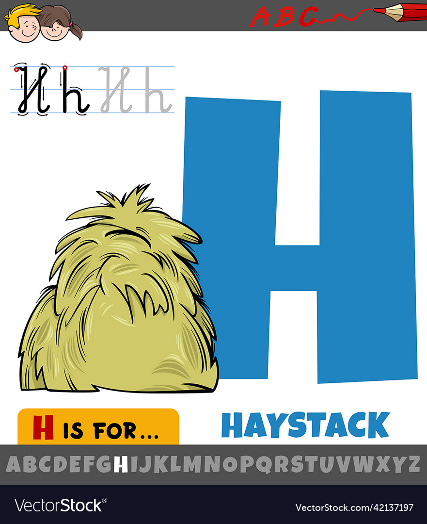 Letter h from alphabet with cartoon haystack Vector Image