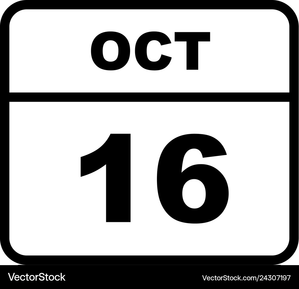 October 16th date on a single day calendar Vector Image