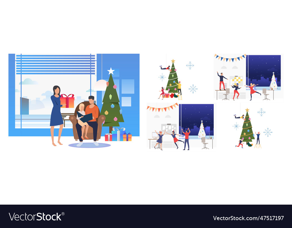 Office christmas party set Royalty Free Vector Image