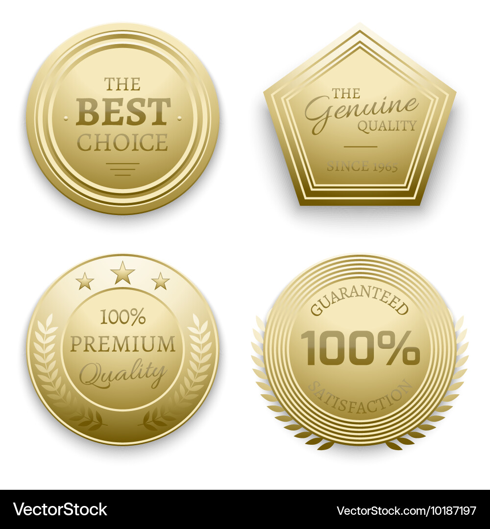 Polished gold metal badges Royalty Free Vector Image