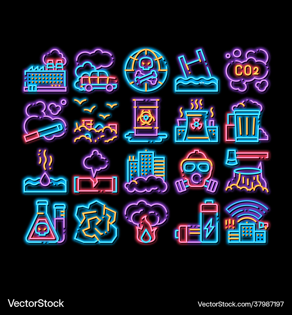 Pollution nature neon glow icon Royalty Free Vector Image