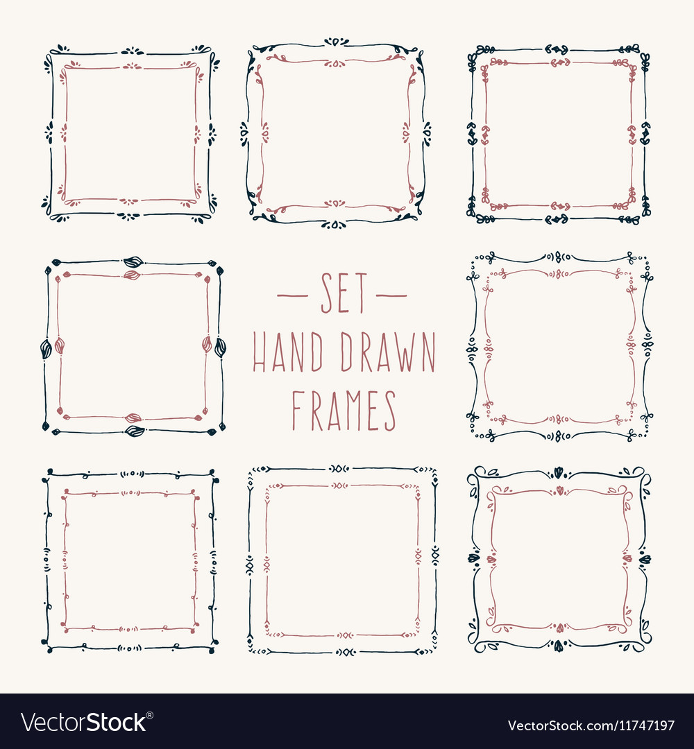 Set hand drawn line border Royalty Free Vector Image Set hand drawn line border Royalty Free Vector Image