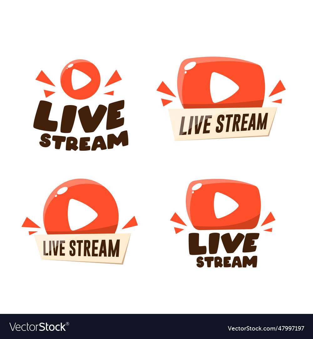Set of live streaming icons and video Royalty Free Vector
