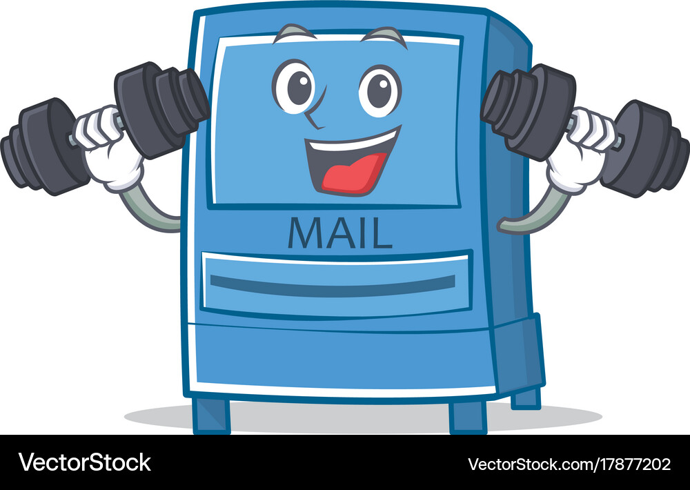 Fitness mailbox character cartoon style Royalty Free Vector