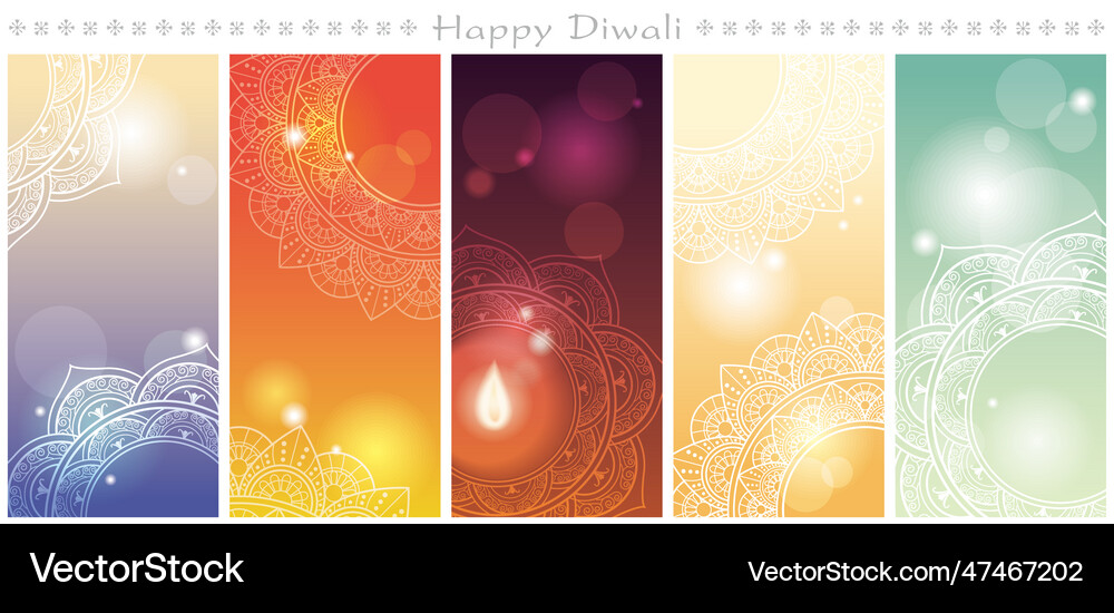 Happy diwali greeting card set Royalty Free Vector Image