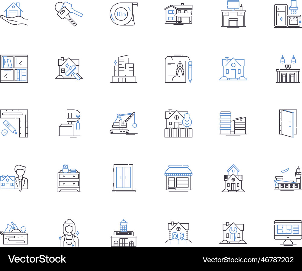 Homely line icons collection cozy comfortable Vector Image